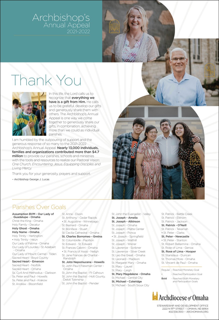 Archbishop's Annual Appeal 2020-21 - Archdiocese of Omaha
